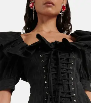Alessandra Rich Ruffled Puff-sleeve Mini Dress