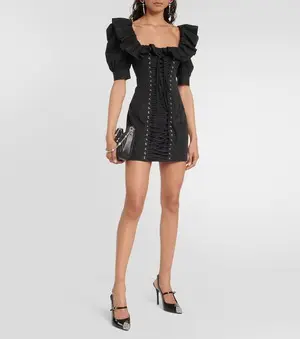 Alessandra Rich Ruffled Puff-sleeve Mini Dress