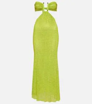 SELF-PORTRAIT Embellished Mesh Maxi Dress