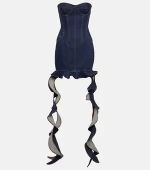 David Koma Corset Denim Minidress - Blue