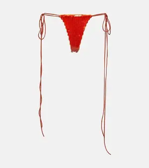 LAQUAN SMITH Sequined Side-tie Panties - Orange