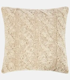 Brunello Cucinelli Cable-knit Linen And Silk Cushion - Beige