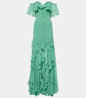 Costarellos Off-shoulder Corset Gown