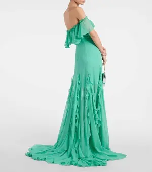 Costarellos Off-shoulder Corset Gown