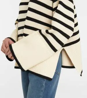 TOTEME Striped Turtleneck Wool-blend Sweater - Beige