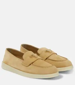 Prada Saint Tropez Suede Loafers - Beige