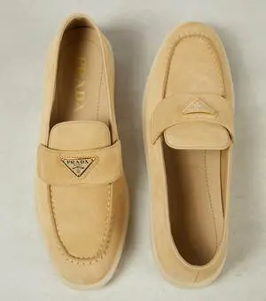 Prada Saint Tropez Suede Loafers - Beige
