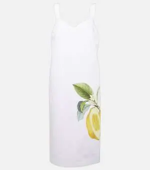 Sportmax Sesia Printed Cotton Midi Dress - White