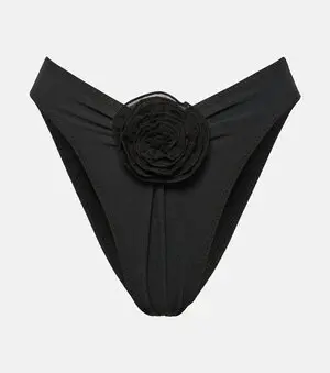 SAME Floral-appliqué High-rise Bikini Bottoms - Black