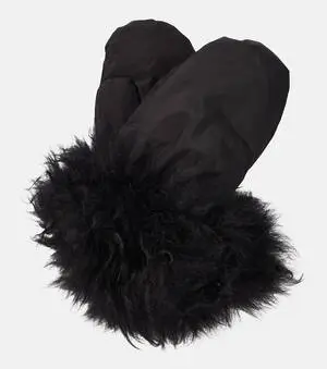 YVES SALOMON Shearling-trimmed Down Mittens - Black