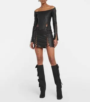 DION LEE Hinge-seam Leather Miniskirt