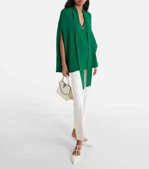Valentino Garavani Caped Tie-neck Blouse