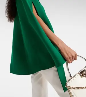 Valentino Garavani Caped Tie-neck Blouse