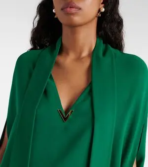 Valentino Garavani Caped Tie-neck Blouse