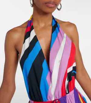 Emilio Pucci Cigni Halterneck Midi Dress