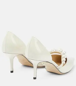 JIMMY CHOO Aurelie 65 Patent Leather Pumps With Crystal And Faux Pearl Embellishments
