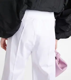 PATOU High-rise Cotton Wide-leg Trousers - White