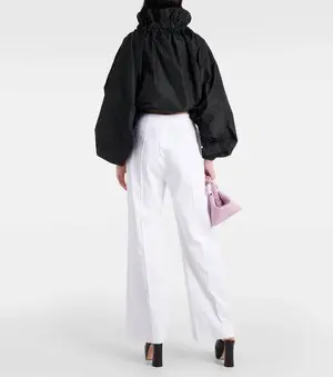 PATOU High-rise Cotton Wide-leg Trousers - White