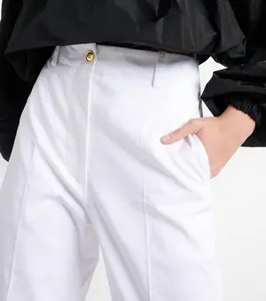 PATOU High-rise Cotton Wide-leg Trousers - White