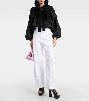PATOU High-rise Cotton Wide-leg Trousers - White