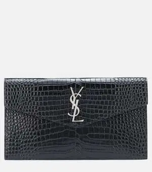 Saint Laurent Uptown Embossed Leather Clutch
