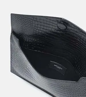 Saint Laurent Uptown Embossed Leather Clutch