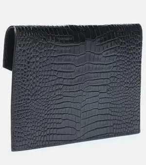 Saint Laurent Uptown Embossed Leather Clutch