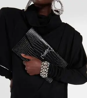 Saint Laurent Uptown Embossed Leather Clutch
