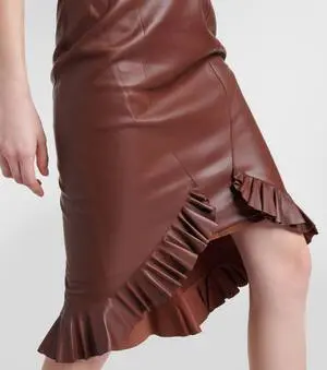 TOM FORD Ruffled Leather Midi Skirt