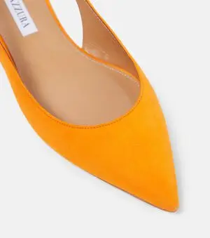 AQUAZZURA Purist Suede Slingback Flats - Orange