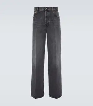 Valentino Garavani High-rise Wide-leg Jeans In Nero