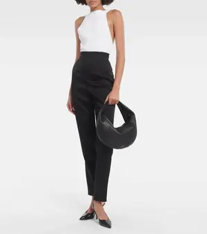 Khaite Olivia Medium Leather Shoulder Bag - Black