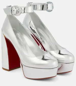CHRISTIAN LOUBOUTIN Movidastrap Metallic Leather Pumps - Silver