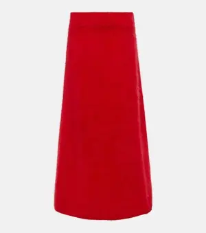 LISA YANG Asta Cashmere Midi Skirt - Red