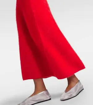 LISA YANG Asta Cashmere Midi Skirt - Red