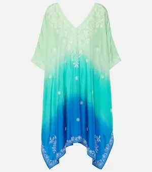 JULIET DUNN Embroidered Ombre Silk Kaftan - Multicoloured