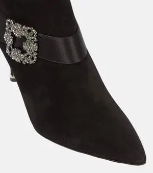 Manolo Blahnik Plinianu Embellished Suede Ankle Boots