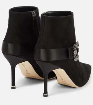 Manolo Blahnik Plinianu Embellished Suede Ankle Boots
