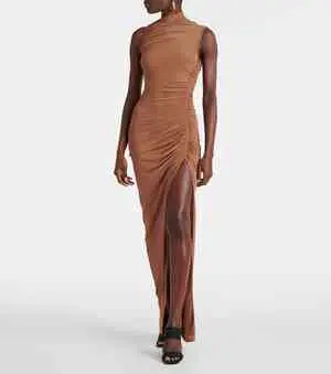 Rick Owens Ruched Jersey Maxi Gown
