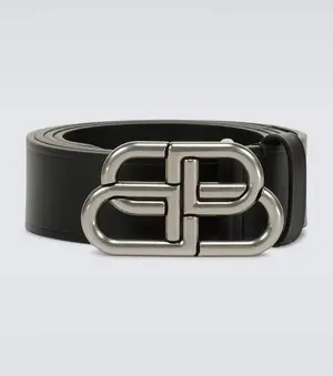 Balenciaga Bb Large Leather Belt - Black