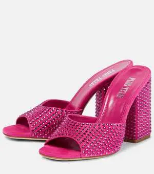 Paris Texas Embellished Suede Mules