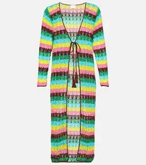 Anna Kosturova Striped Crochet Cotton Beach Cover-up - Multicoloured