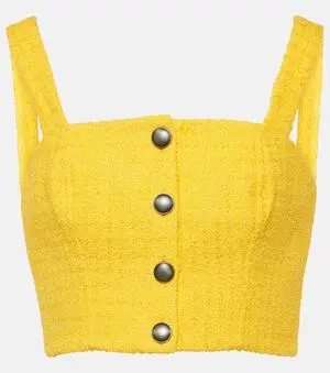 Alessandra Rich Embellished Tweed Crop Top