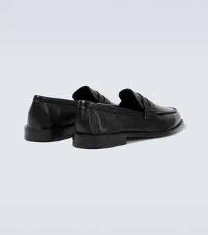 Manolo Blahnik Perry Leather Penny Loafers