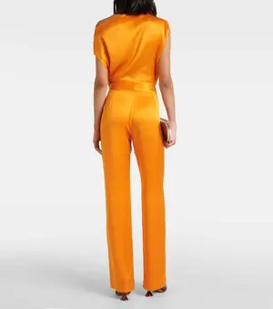 THE SEI High-rise Wide-leg Silk Pants