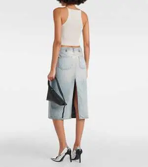COURREGES Multiflex Denim Midi Skirt