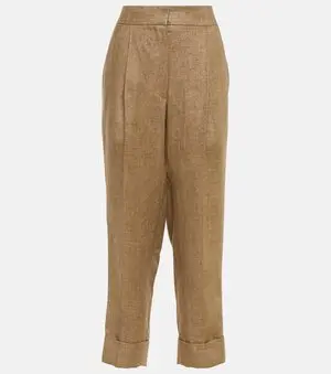 Brunello Cucinelli Mid-rise Tapered Linen Pants