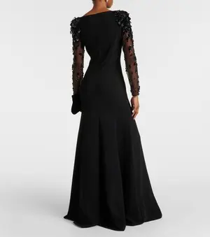 Jenny Packham Adella Embellished Crepe Gown - Black