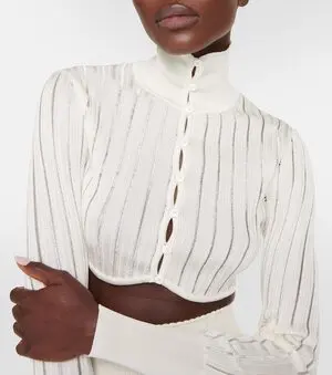 Alaïa Ribbed-knit Cropped Cardigan - White