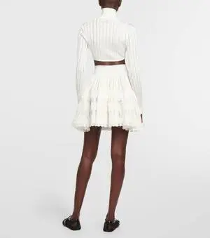 Alaïa Ribbed-knit Cropped Cardigan - White